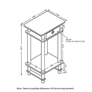 Furinno Turn-N-Tube Tall End Table, Columbia Walnut/Black/Dark Brown