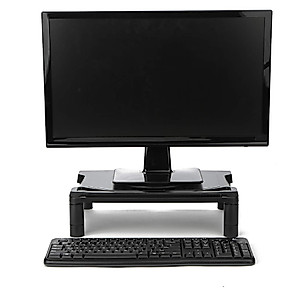 Mind Reader Wide Monitor Stand, Height Adjustable, Rotating Base, Laptop Riser, Office, 16.14" L x 11.97" W x 4.41" H, Black