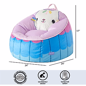 Idea Nuova Gabbys Dollhouse Hillside by pod Plush Kids Bean Bag Chair, 24"x24"x25", Ages 3+