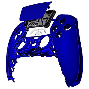 eXtremeRate Chrome Blue Glossy Touchpad Front Top Shell Compatible with ps5 Controller BDM-010 020 030 040 050, DIY Replacement Shell Custom Touch Pad Cover Compatible with ps5 Controller