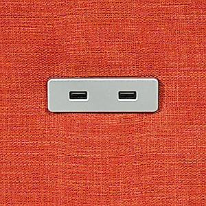 Harper & Bright Designs Linen Fabric 3 Seat Sofa with USB Charging Ports, Morden Style Upholstered 3-Seat Couch for Living Room, Apartment (3 Seat, Orange)