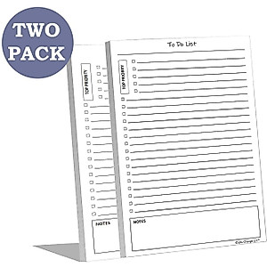 TO DO List Notepads (2 Pack, 50 Pages Each) Planner Pads. ToDo Checklist w/Priority & Note Sections. Organize & Track Projects, Clients or Daily Tasks. 5.5 X 8.5, A5 Sheets. Made in the USA.