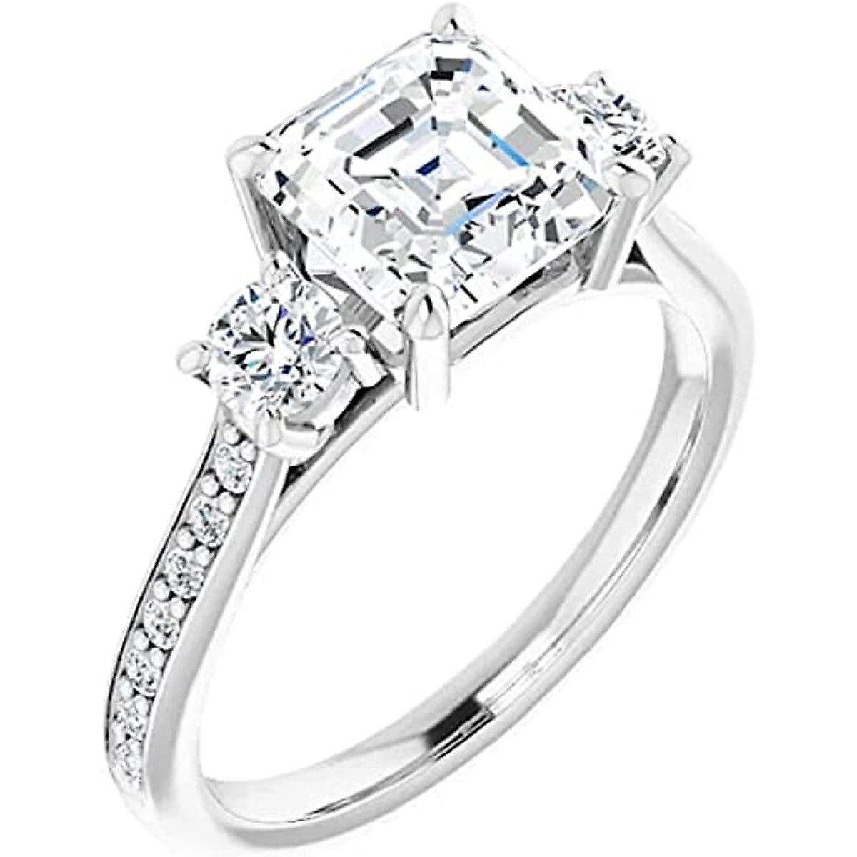 Moissanite World 3-Stone Moissanite Ring Heart 2.0CT, Moissanite Engagement Ring/Moissanite Wedding Ring/Moissanite Bridal Ring Set 925 Sterling Silver Perfact for Gift Or As You Want (11)