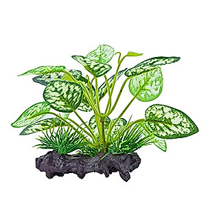 MRTIOO Reptile Artificial Plants, Terrarium Plants Decorations Supplies, Rainforest Ground Plant, Amphibian Habitat Hideout Tank Accessories (E)