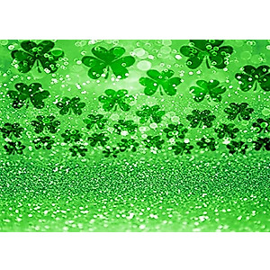 Happy St.Patrick's Day Photography Background Bokeh Sequins Lucky Green Shamrocks Irish Festival Celebration Party Decortion Backdrop (7x5ft)