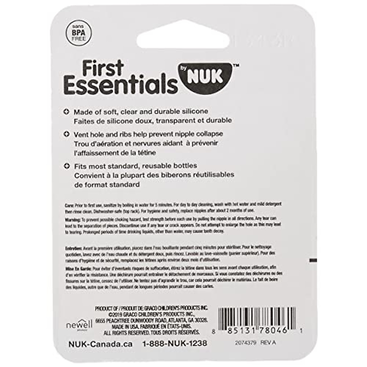 NUK Gerber First Essentials Silicone Nipples, Medium Flow, 4+ Months, 6 ct