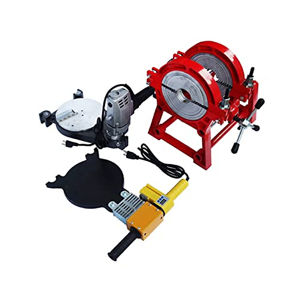 LGXEnzhuo Manually Operated HDPE Butt Fusion Welding Machine 2 Clamps Pipe Fusion Welder Manual PE PP PB PVDF Pipe Hot Melt Machine 110V 63-200mm with Digital display Heater