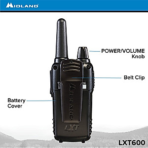 Midland LXT600VP3 36 Channel FRS Two-Way Radio - Up to 30 Mile Range Walkie Talkie - Black (Pack of 10)