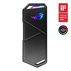 ROG Strix Arion S500 Portable SSD - USB-C 3.2 Gen 2, NVMe SSD with DRAM, up to 1050 MB/s transfers, 256-bit AES Disk, 500 GB Capacity, NTI Backup Now EZ Software, Aura Sync
