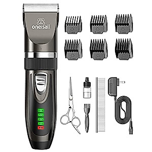 oneisall Cat Grooming Clippers for Matted Hair, 2-Speed Cat Grooming Kit Cordless Low Noise Pet Hair Clipper Trimmer for Dogs Cats Animals (Gray)