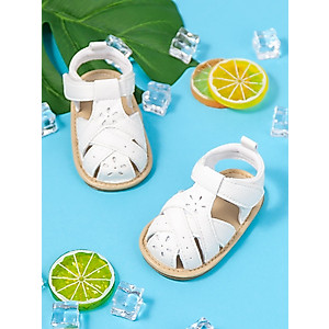 Babelvit Infant Baby Girl Boy Sandals Comfort Premium Summer Outdoor Casual Beach Shoes with Flower Bowknot Anti Slip Rubber Sole Newborn Toddler Prewalker First Walking Shoes