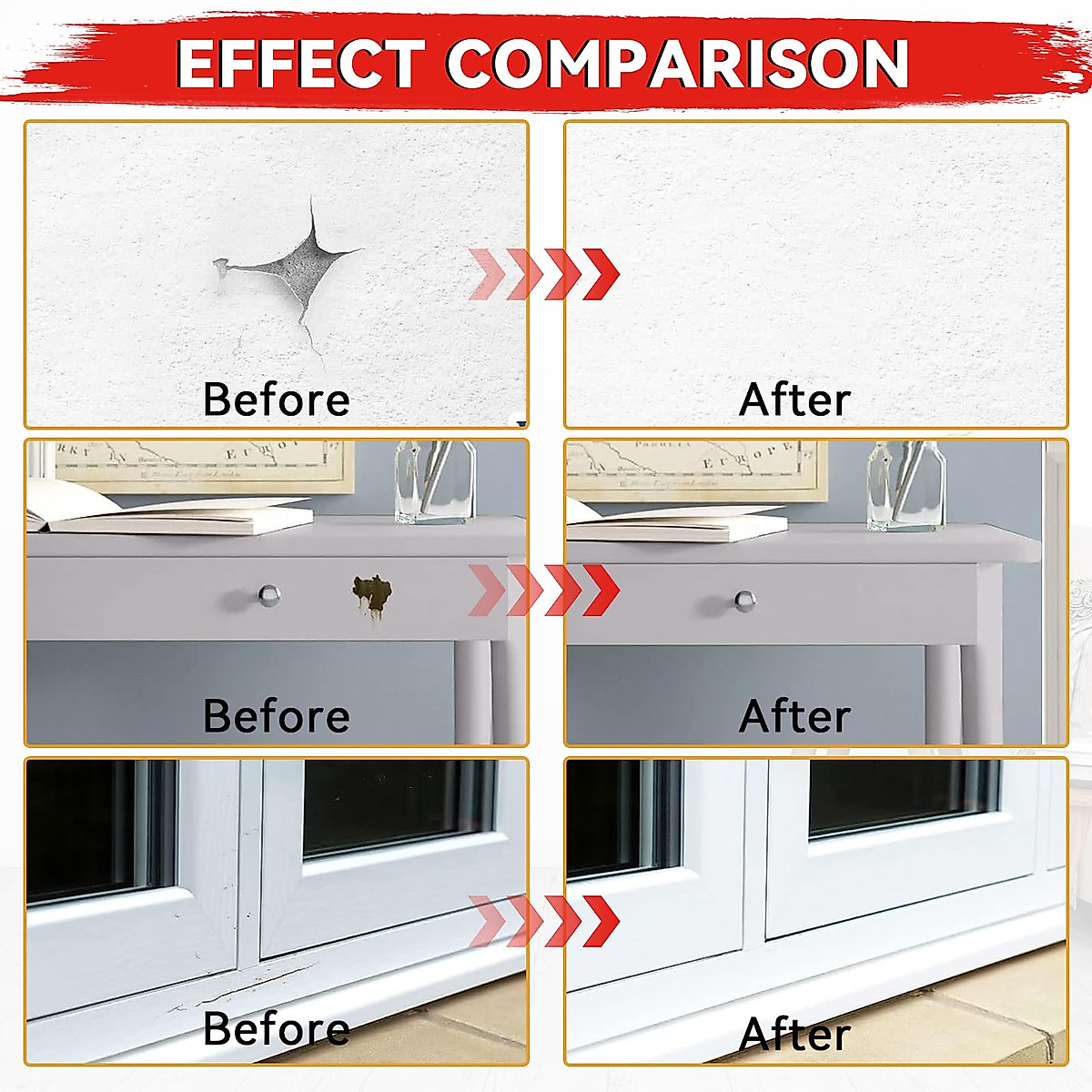 Fillable Touch Up Paint Pen Brush, 4 Pack User-Friendly Refillable Paint Pens, Multiple Applications Touch-Up Paint Brushes for Walls, Wood, Floor, Cabinets, Doors and Windows(8 Pcs Kit)