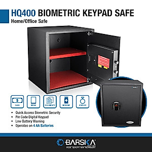 Barska AX12842 Large Biometric Fingerprint Keypad Security Home Safe 1.94 Cubic Ft , Black