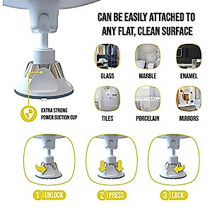 Luxo Shower Mirror, Shaving Mirror with a Razor Holder for Shower and Powerful Suction Cup - Shatterproof Shower Mirror fogless for Shaving, fogless Mirror for Shower and Tweezers (Clear)