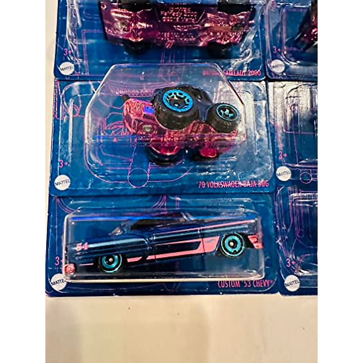 Hot Wheels 2022 - Pearl & Chrome Series 2 - Set of 5 - with Out Chase - Skyline 2000 GT-R, Fairlady Z, Baja Bug, 53 Chevy, Manga Tuner - Ships Bubble Wrapped in a Box