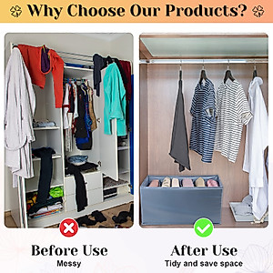 2Pcs Extra Large 6 Compartments Wardrobe Clothes Organizer, Upgraded Laundry Cabinet Clothes Storage Box, Foldable Visible Clothes Drawer Organizer for Jeans, Sweaters, T-shirts, Pants, Legging