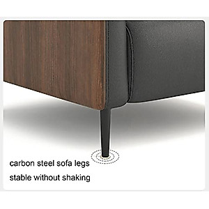 Sofa Couch Living Room Sofa with Throw Pillows Modern Faux Leather Breathable Fabric Sofa Couch Carbon Steel Support Legs High Density High Rebound Sponge Cushions for Living Room Office