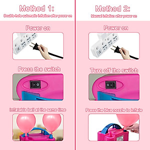 Gifts2U Balloon Column Stand and Balloon Pump, Electric Balloon Pump with 2 Sets 7Ft Ajustable Balloon Column Kits and 100 Pcs Balloons for Graduation Birthday Party Home Decoration (100-110V 600W)