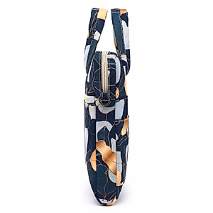 DACHEE Golden Cyan Leaves Pattern 15 inch Waterproof Laptop Shoulder Messenger Bag for 14 Inch to15.6 inch Laptop laptop Case