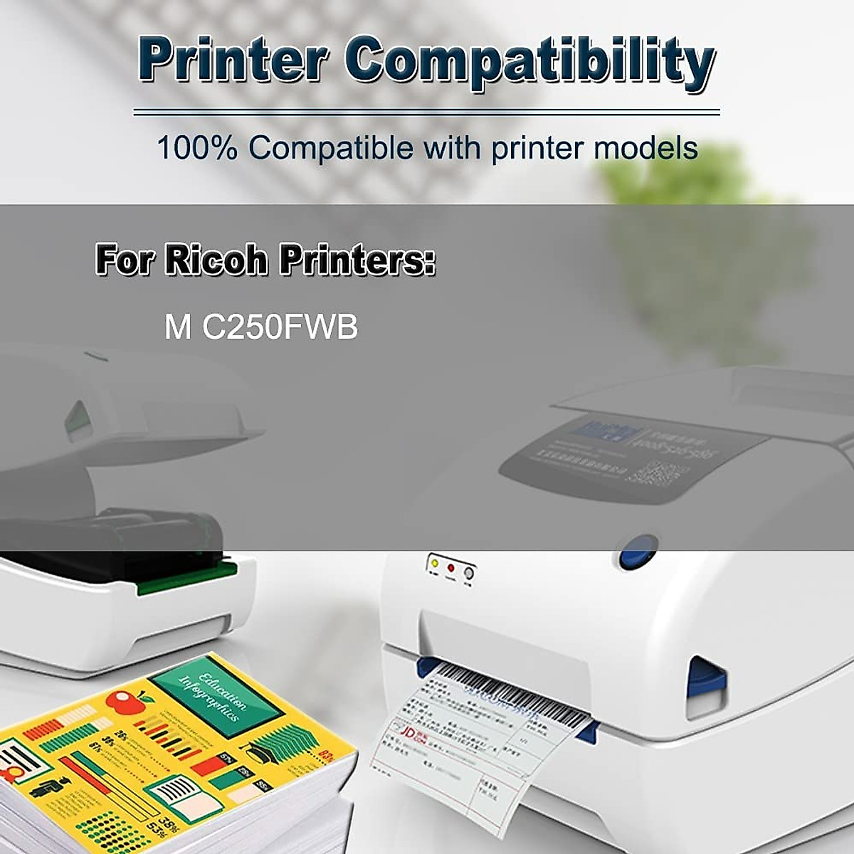 3-Pack (C/Y/M) Compatible High Capacity M C250 (408349 408351 408350) Imaging Toner Cartridge Used for Ricoh M C250FWB Printer