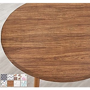 Gorilla Grip Vinyl Round Tablecloth, Fitted Elastic Edge Cover, Fade and Stain Resistant Table Cloths, Spill Proof Linen Covers for Indoor Dining, Outdoor Picnic Parties, Camping, 56" Brown Wood