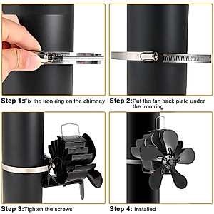 Fireplace Fans, 5 Blades Heat Powered Stove Fan, Wood Stove Fans for Stoves & Fireplaces Silent Heat Powered Fireplace Fan,No Electricity Required for Wood/Log Burner (5 Blades Fan)