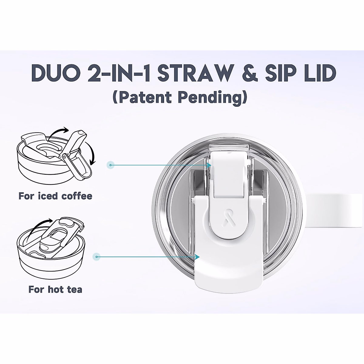 Meoky 40oz Tumbler with Handle, Stainless Steel Travel Mug with 2-in-1 Straw and Sip Lid, Vacuum Insulated Coffee Mug, 100% Leak Proof, Keeps Cold for 34 Hours or Hot for 10 Hours (Azure)