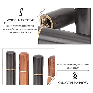 Ciieeo 16 Pcs Wooden Needle Wooden Needle Case Tube Needle Storage Tube Sewing Needles Container Case Sewing Needles