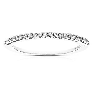 Vir Jewels 1/6 cttw Pave Round Diamond Wedding Band for Women in 10K White Gold Prong Set, Size 6