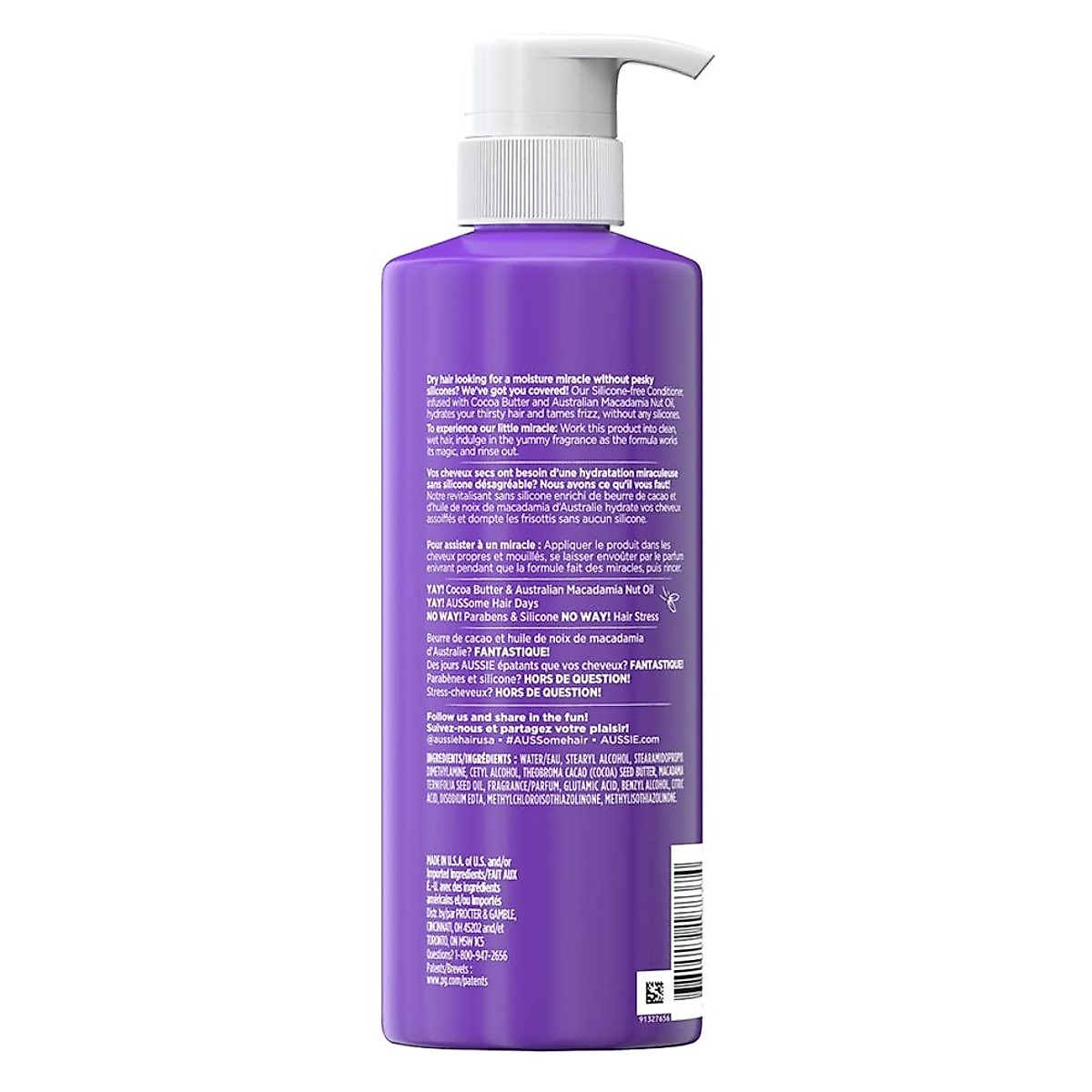 Aussie Conditioner Miracle Coils 16 Ounce (Silicone Free) Pump (473ml) (Pack of 3)