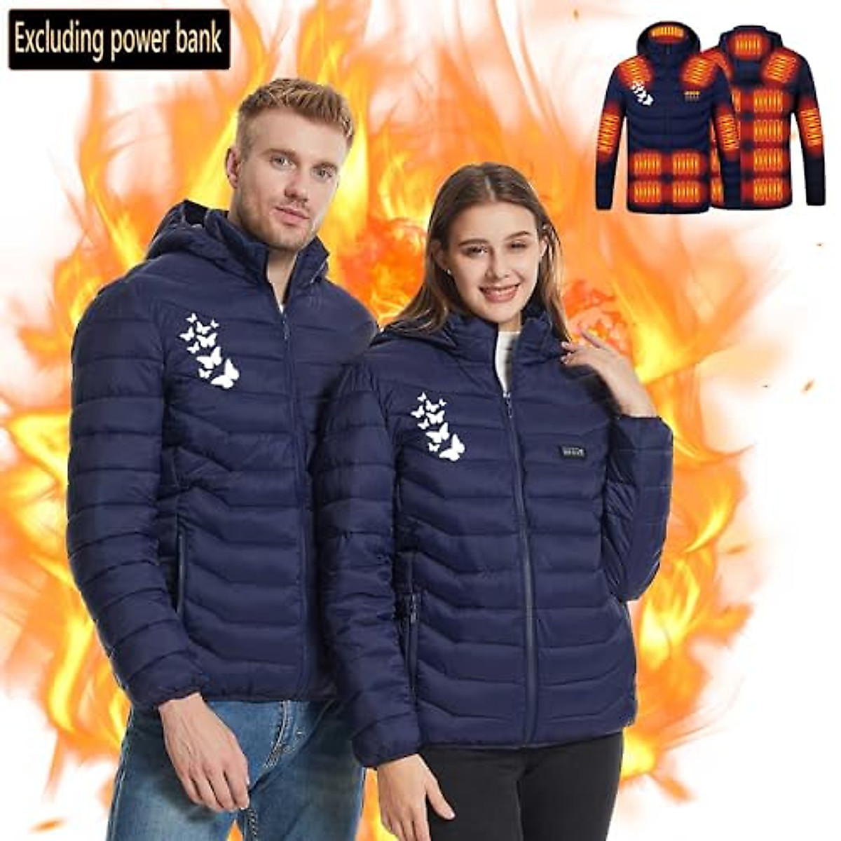 Muscularfit 2023 Smart Heated Jacket for Men Women Outdoor Waterproof Winter Warm Heating Coat 21 Heating Zones Puffer Fleece Coat