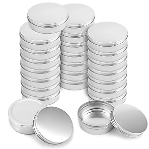 Foraineam 24 Pack 8 oz / 240ml Round Aluminum Tin Cans with Screw Top Lids - Large Metal Empty Tea Storage Case Jars - Spice Salve Hair Wax Cosmetic Cream Containers