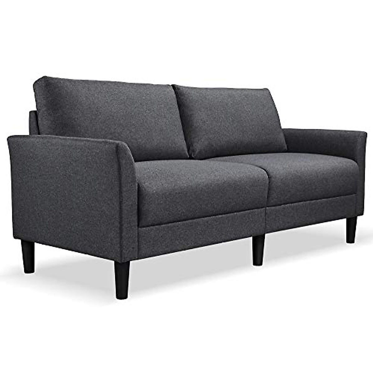 Topeakmart Mid-Century Sofa Couch Loveseat 2 Pillowed Back Cushions Flared Arms Sofa Upholstered Linen Fabric Couch Gray