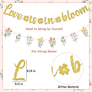 kreat4joy Love is in Bloom Bridal Shower Decorations Banner, Floral Flower Themed Bridal Shower Decorations Banner Garland for Girl Women Bachelorette Wedding Engagement Party