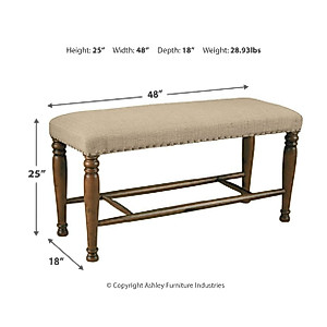 Signature Design by Ashley Lettner Counter Height Upholstered Dining Room Bench, Brown