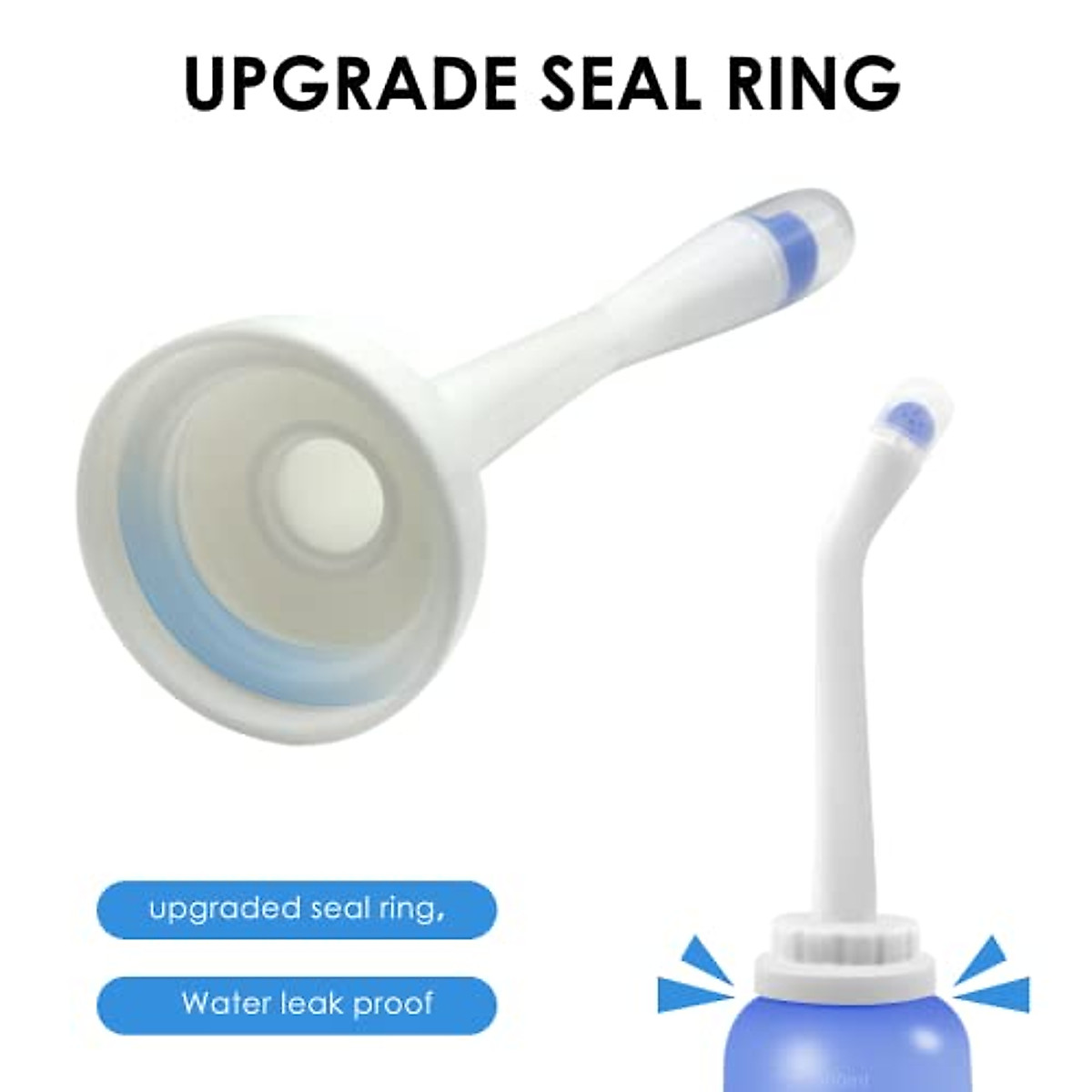 RUFCRIL Peri Bottle, Portable Travel Bidet with Bag, TPE Material Can Be Boiled, 17oz/500ml with 2 Sealing Rings,Essentials for Postpartum Perineal Care,Hemorrhoid Treatment,and Baby(Blue)