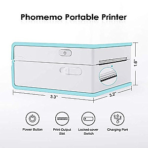 Phomemo M02 Mini Printer- Bluetooth Thermal Photo Printer with 3 Rolls Transparent Sticker Paper, Compatible with iOS + Android for Plan Journal, Study Notes, Art Creation, Work, Gift