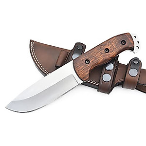 ALZAFASH Handmade Horizontal Carry Knife with Honing Steel , Hunting Knife with Sharpening Steel
