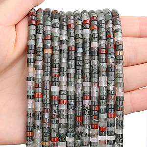 150PCs Natural Red Jasper Spacer Beads, Loose Semi Precious Flat Round Gemstone Heishi Disc Stone Beads for Beading Jewelry Making 4mm*2mm 38cm