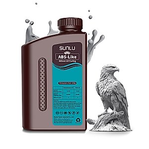 SUNLU 1000G ABS Like Resin for 3D Printer, 405nm UV Curing Photopolymer Rapid 3D Resin for 2K 4K 6K 8K LCD/DLP/SLA 3D Printers, Non-Brittle & High Precision & Low Shrinkage, 1KG, Grey