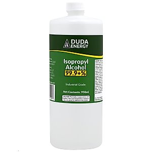 Duda Energy 4 x 950ml Bottles of 99.9+% Pure Isopropyl Alcohol Industrial Grade IPA Concentrated Rubbing Alcohol 1 Gallon Total, Clear, 32.12 Fl Oz (Pack of 4), 128.4 Fl Oz