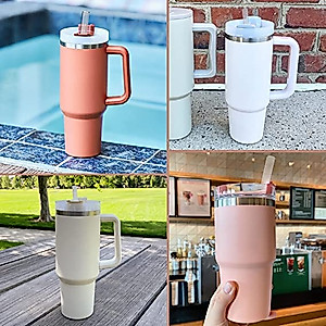 RaepperHan 6 Pack Reusable Replacement Straws for Stanley 40 oz Adventure Tumbler, Plastic Straws with Cleaning Brush, Compatible with Stanley 40oz Cup Water Jug (6* Plastic Straws for 40 oz), RH012