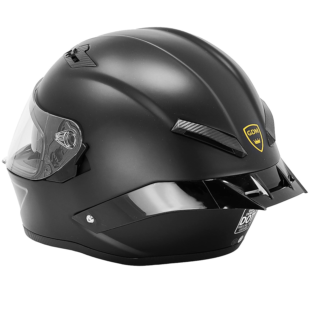 GDM Demon Motorcycle Helmet Full Face Matte Black (Tinted & Clear Shields, XL)