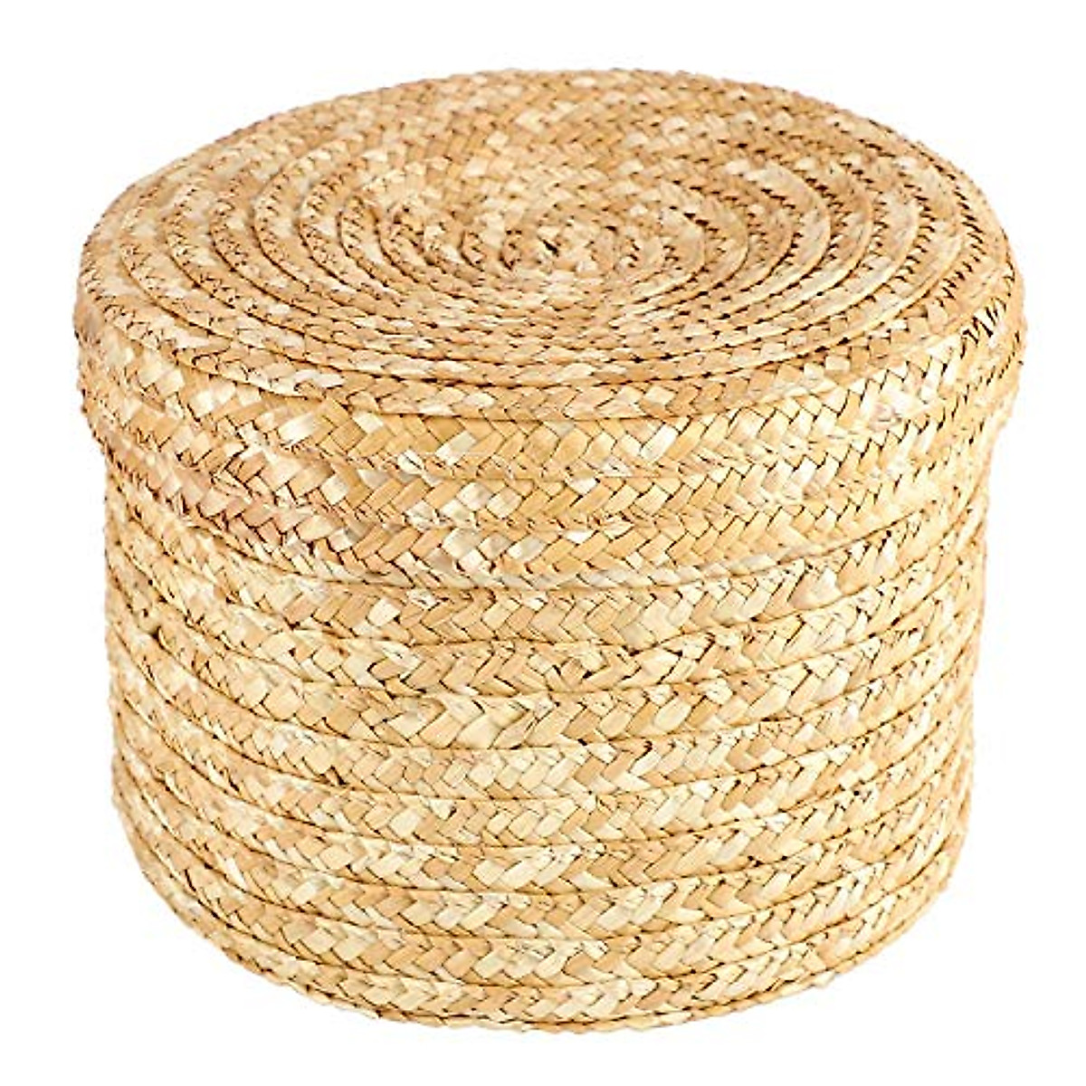 Lanyazet 3 Pcs/Set Handmade Straw Woven Storage Basket With Lid Organizer Storage Box Laundry Baskets Rattan Storage