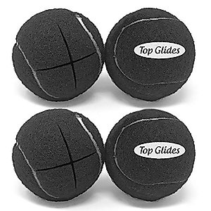 Top Glides Precut Walker Tennis Ball Glides - Black - 2 Pairs
