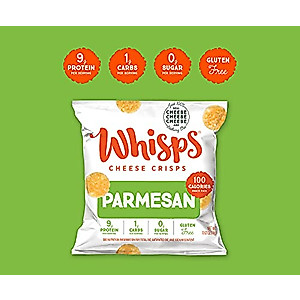 Whisps Cheese Crisps - Parmesan & Cheddar Cheese Snacks, Keto Snacks, 6-9g of Protein Per Bag, Low Carb, Gluten & Sugar Free, Great Tasting Healthy Snack, All Natural Cheese Crisps - Variety, .63 Oz (Pack of 12)