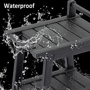 HDPE Shower Bench Seat 2-Tier Shower Stool Chair with Handle Shower Head Holder Storage Shelf Waterproof for Inside Shower Legs Shaving Spa Bathroom Indoor Outdoor Senior Adults Disabled Women 16 Inch