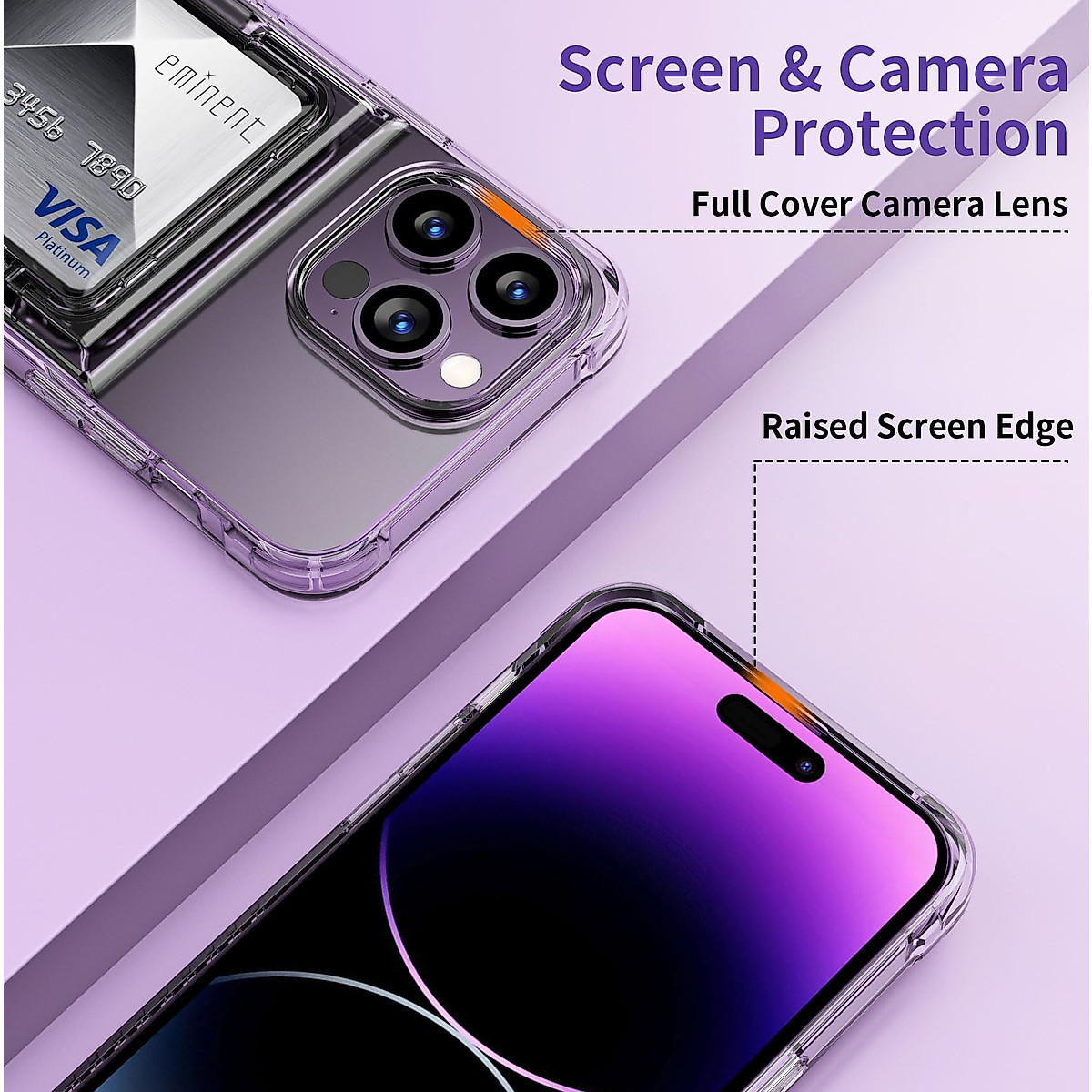 ACANDYA for iPhone 14 Pro Max Case Wallet Clear Protective Phone Case with Credit Card Holder Heavy Duty Protection Shockproof Anti-Scratch Anti-Yellow Cover for iPhone 14 Pro Max 6.7 inch Transparent