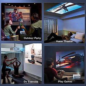 Projector with WiFi and Bluetooth, FUDONI 5G WiFi Native 1080P Outdoor Projector 11000L Support 4K, Portable Movie Projector with Screen and Max 300", for iOS/Android/Laptop/TV Stick/HDMI/USB/VGA/TF