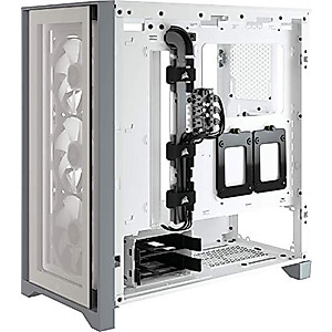 CORSAIR iCUE 4000X RGB Tempered Glass Mid-Tower ATX PC Case - 3X SP120 RGB Elite Fans - iCUE Lighting Node CORE Controller - High Airflow - White